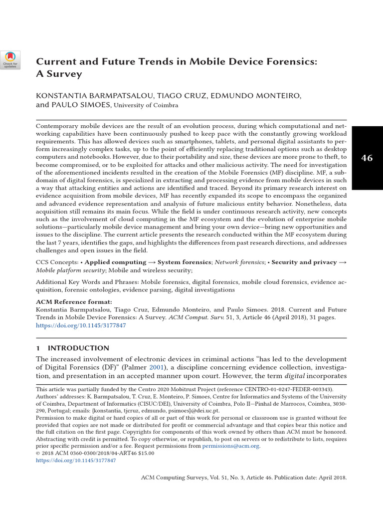 Current and Future Trends in Mobile Device Forensics: A Survey | PDF ...