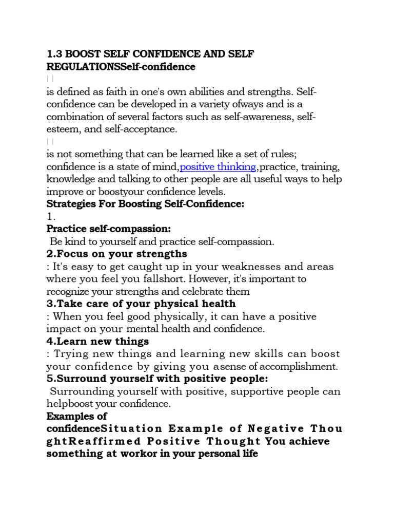 Self Confidence | Download Free PDF | Self-Management | Self Control