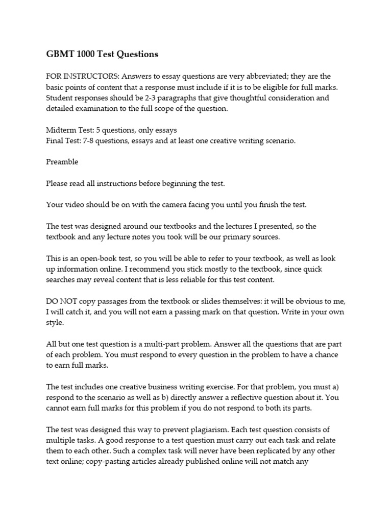 GBMT 1000 Essay Test Guide | PDF | Knowledge | Leadership