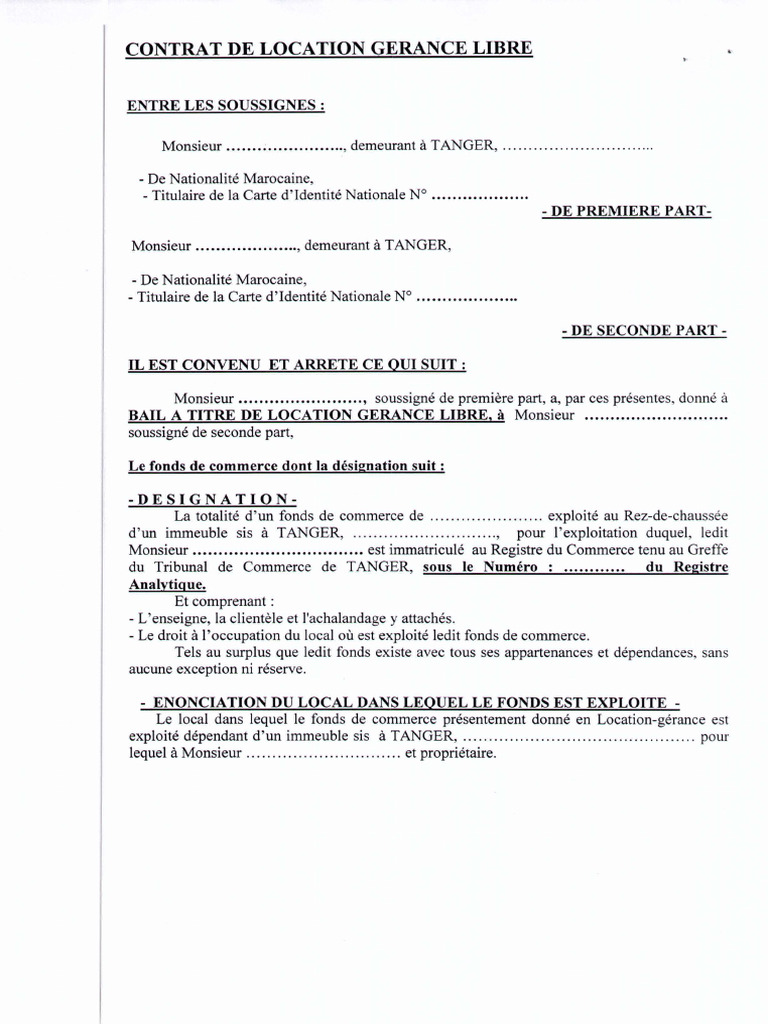 Contrat de Location Gerance Libre | PDF | Impôts | Assurance Contrat de Location Gerance Libre | PDF | Impôts | Assurance