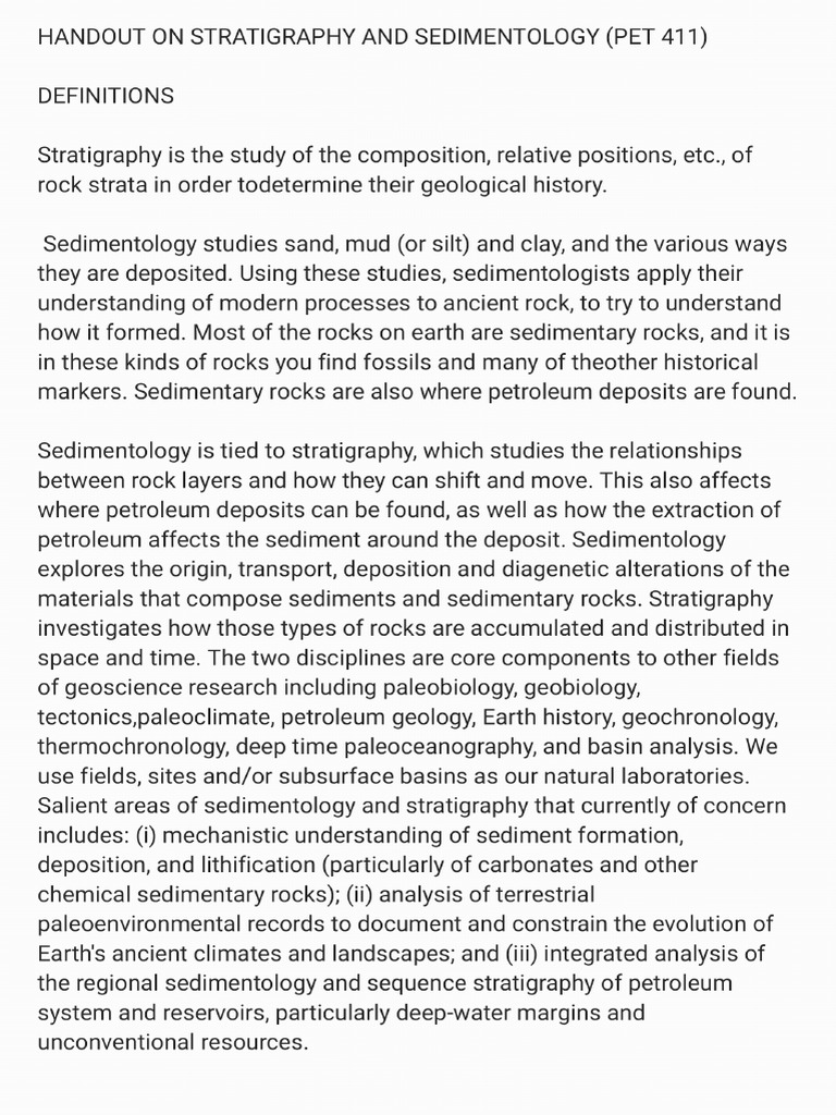 Sed and Strat Handout Part 1 | PDF