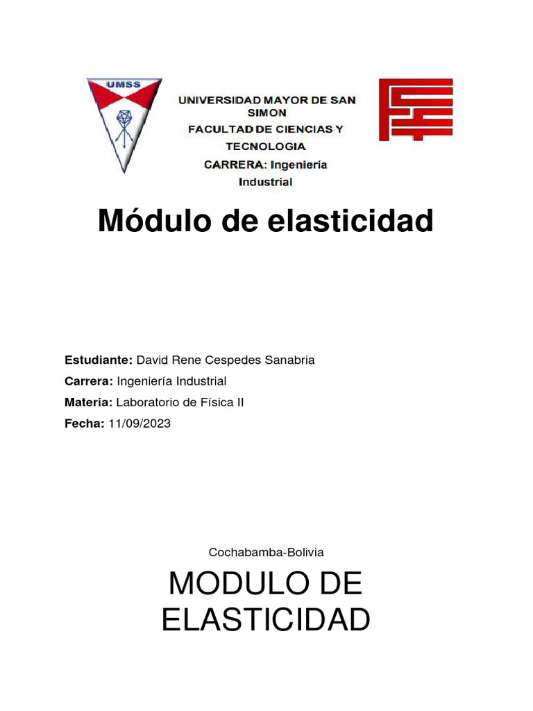 Modulo de Elasticidad | PDF | Deformación (ingeniería) | Elasticidad ...