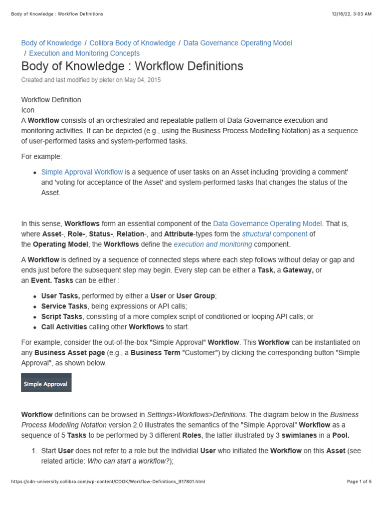 Body of Knowledge: Workflow Definitions | PDF | Workflow | Business Process Body of Knowledge: Workflow Definitions | PDF | Workflow | Business Process