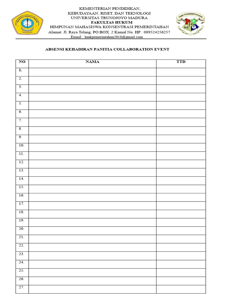 Absensi Panitia Event Kolaborasi | PDF