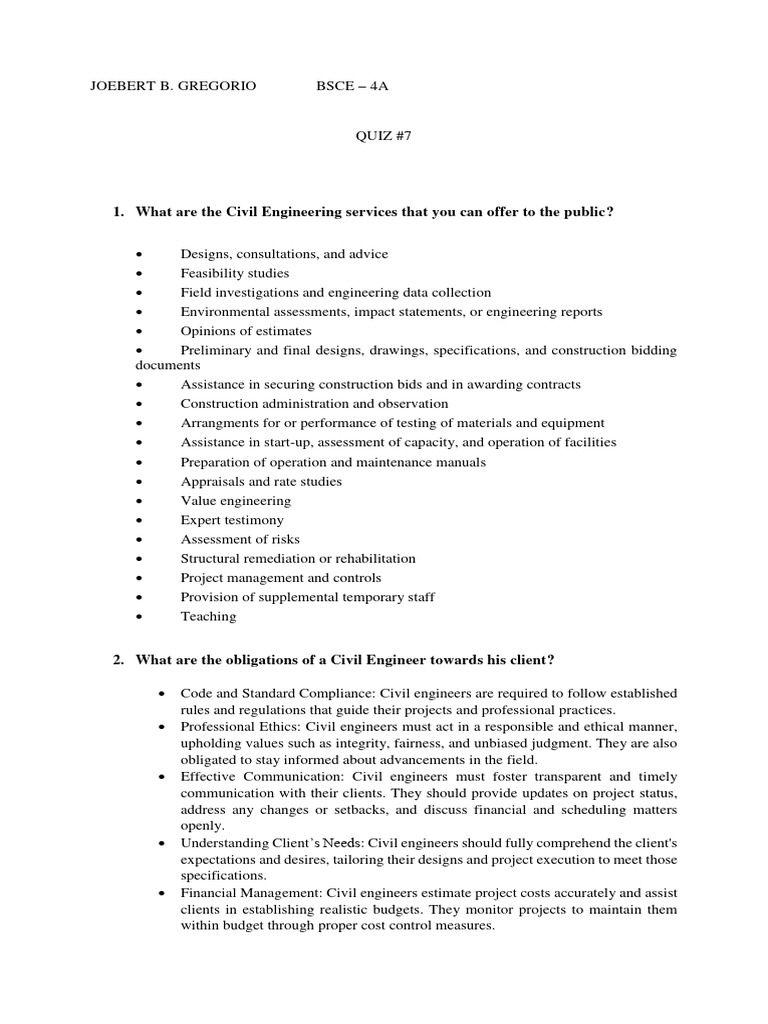 quiz 7 | PDF | Civil Engineering | Engineer