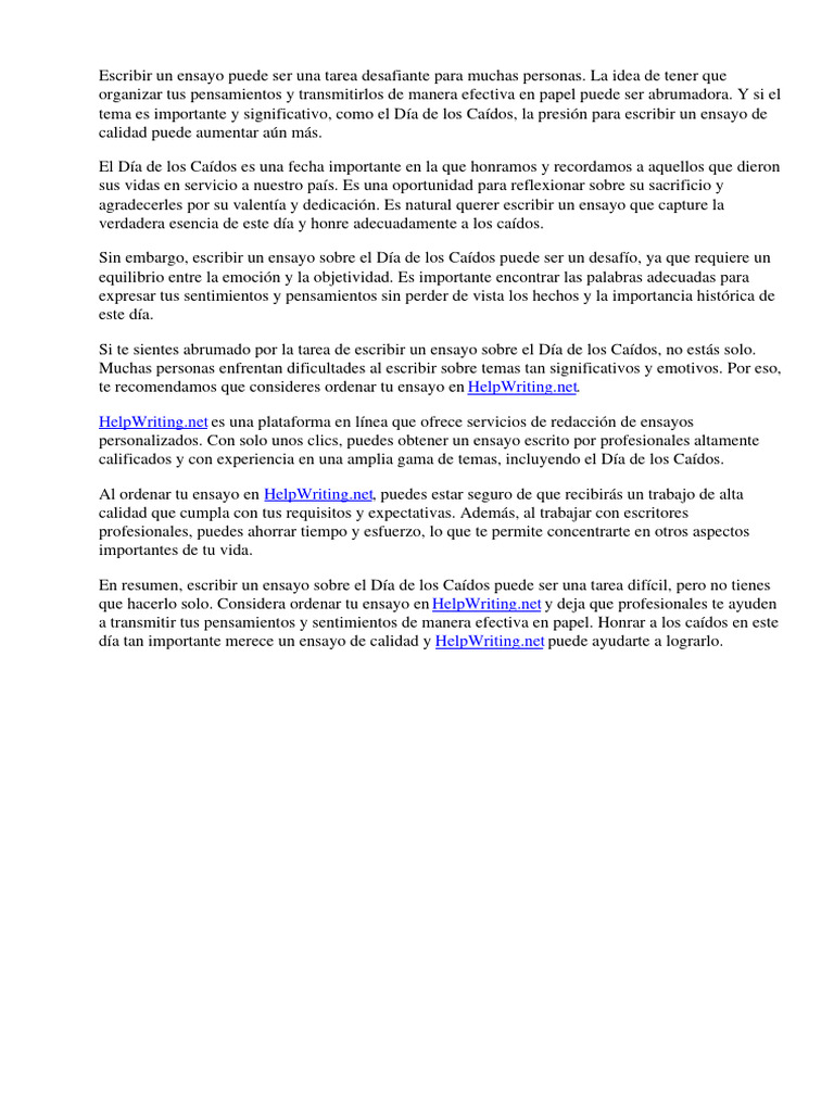 Ensayo Del Día de Los Caídos | PDF | Ensayos
