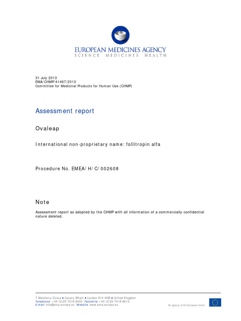 Ovaleap Assessment Report Summary | PDF | Luteinizing Hormone