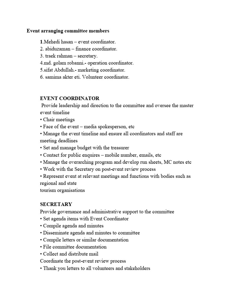 Event Committee Roles & Duties | PDF | Sponsor (Commercial)