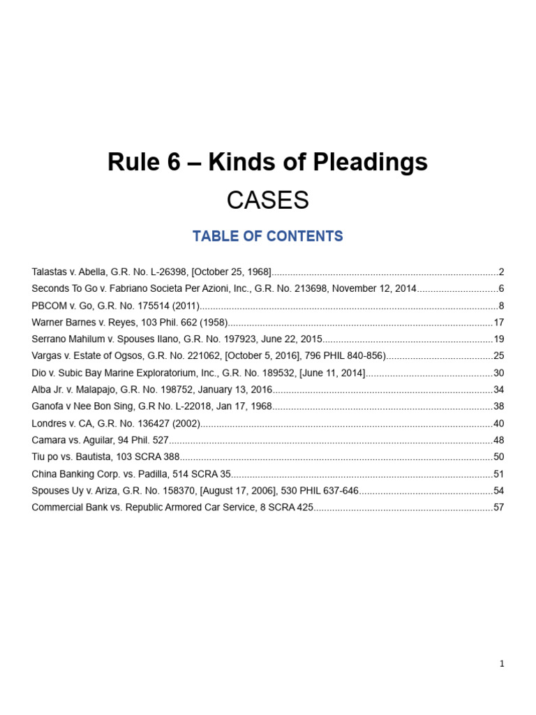 RULE 6 - CASES - Civil Procedure | PDF | Summary Judgment | Default ...