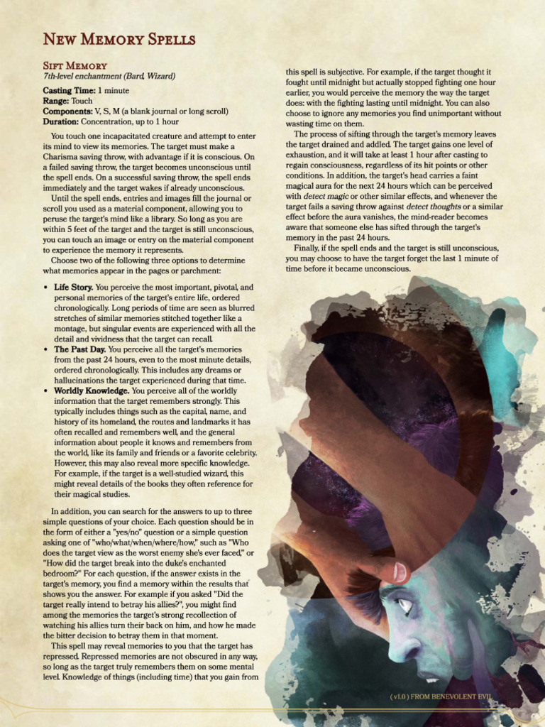 Memory Manipulation Spells Overview | PDF | Memory | Magician (Fantasy)