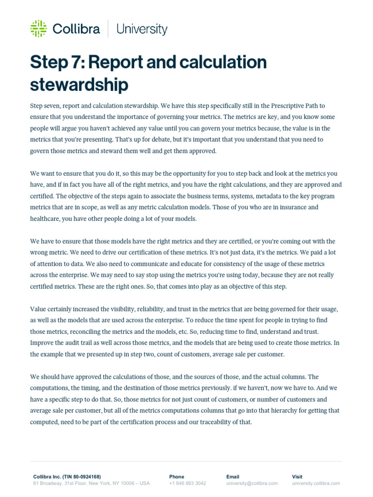 Step 7 - Report and Calculation Stewardship | PDF | Data | Databases