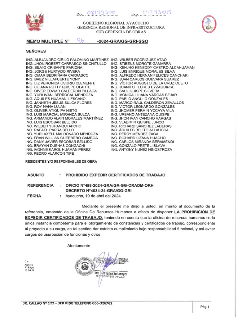 Memo Multiple N°96-2024 | PDF