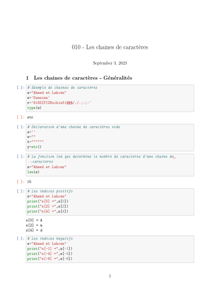 010 - Les Chaines de Caractères | PDF | Linguistique | Conventions de ...