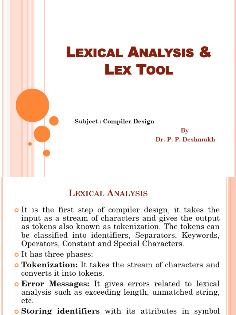 Lexical Analysis & Lex Tool | PDF | Compiler | Computer Science