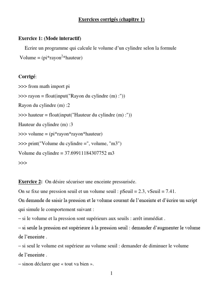 Exercices corrigés de programmation Python | PDF