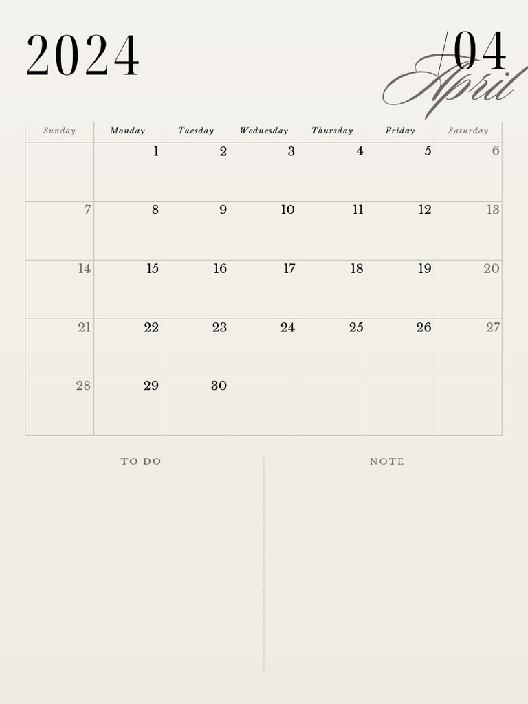Ivory Black Minimalist Classic Daily Planner | PDF