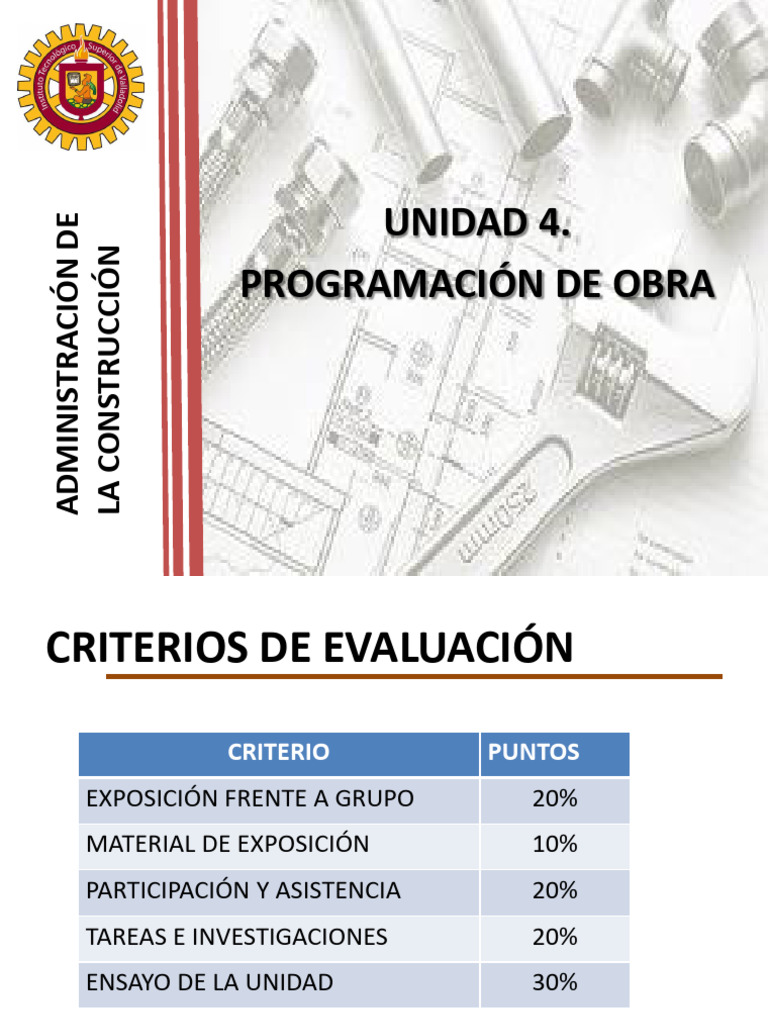 Unidad 4 - Programación de Obra | PDF | Programación de computadoras | Planificación