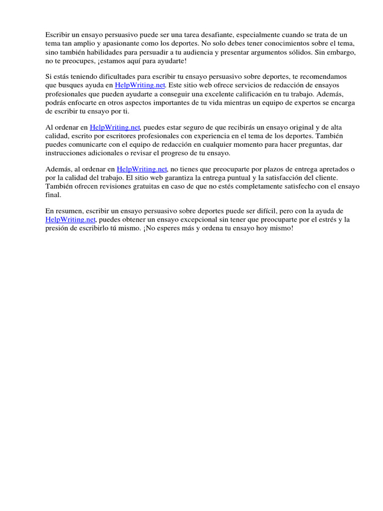 Cómo Escribir Un Ensayo Persuasivo Sobre Deportes | PDF | Comunicación ...
