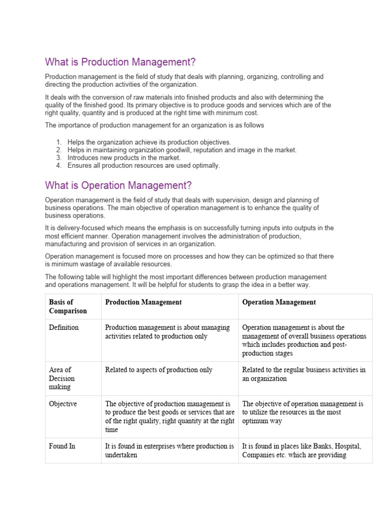 What Is Production Management | Download Free PDF | Operations ...