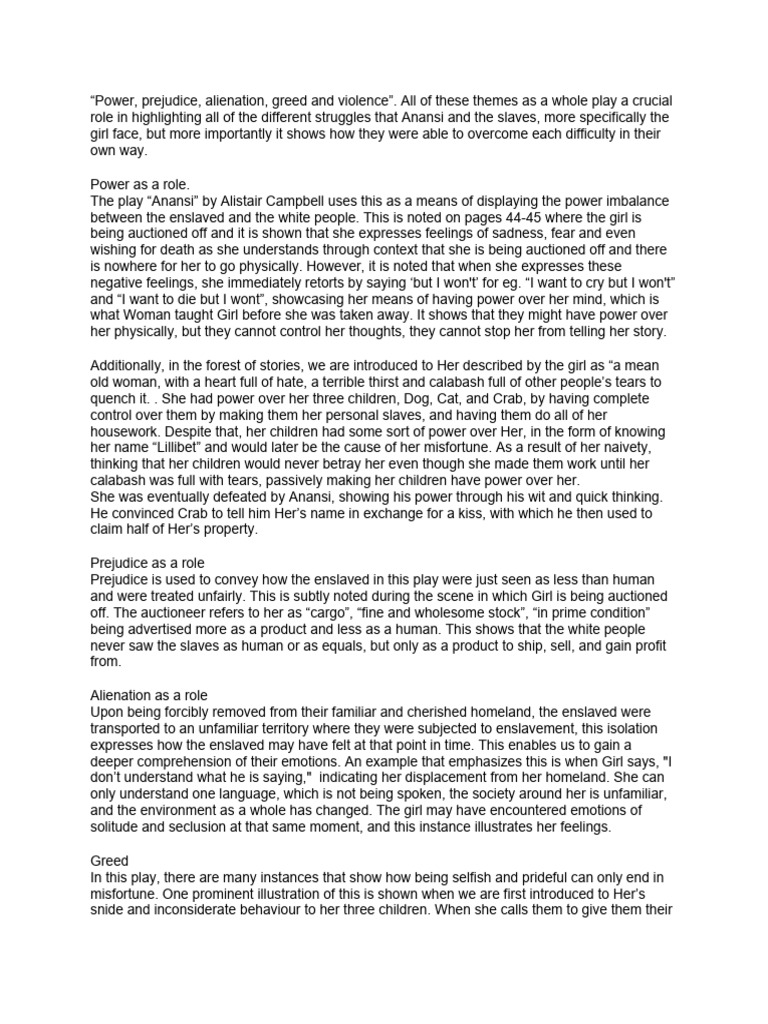 Anansi Power, Prejudice Analysis | Download Free PDF | Anansi