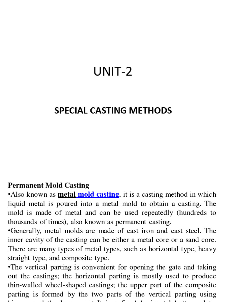 Special Casting Methods | PDF | Casting | Building Materials