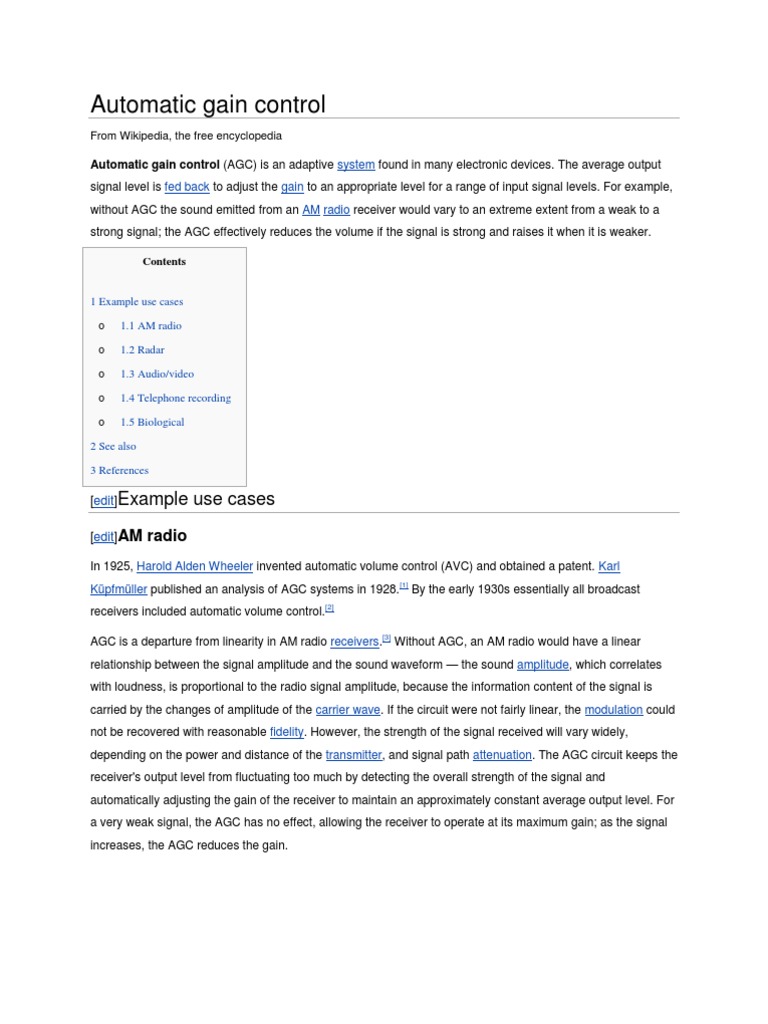 Automatic Gain Control Explained | PDF | Wireless | Electronics