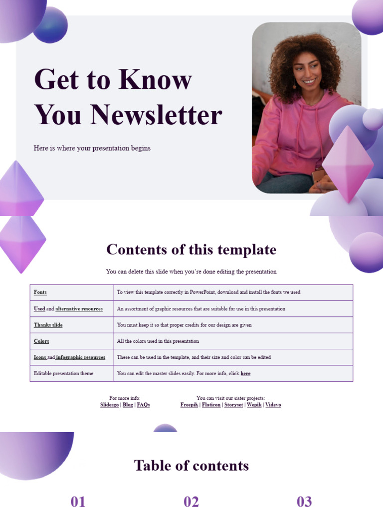 Get To Know You Newsletter by Slidesgo | PDF | Icon (Computing) | News
