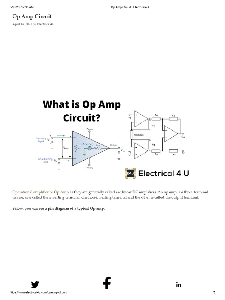 Op Amp IC 741 Circuit Guide | PDF | Operational Amplifier | Amplifier