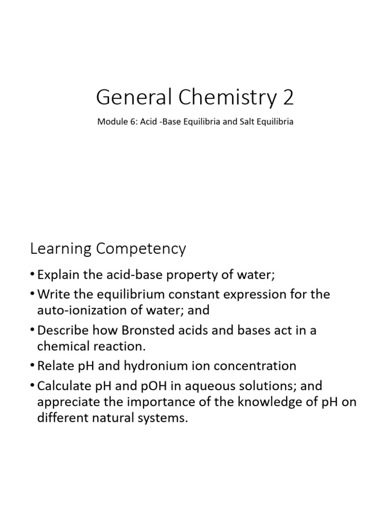 Acid-Base and Salt Equilibria Overview | PDF | Cooking, Food & Wine ...