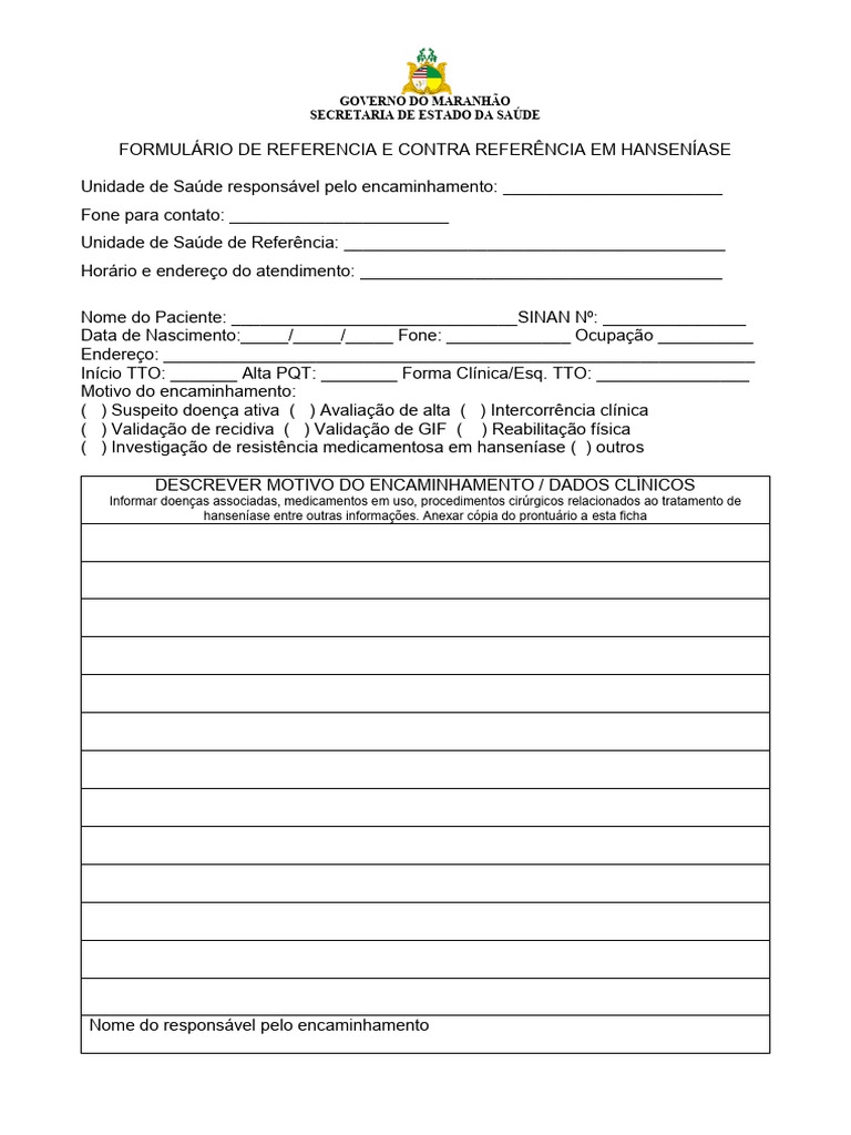 Formulario de Referencia e Contra Referencia Atual | PDF | Autoajuda