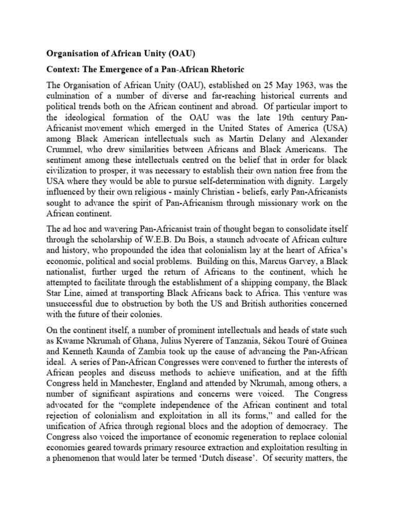 Pan-African Unity: OAU's Formation | PDF | Pan Africanism ...