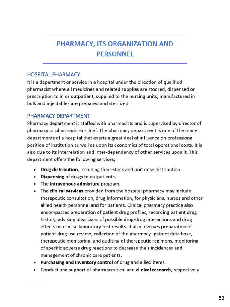 Pharmacy, Its Organization and Personnel | PDF | Pharmacy ...