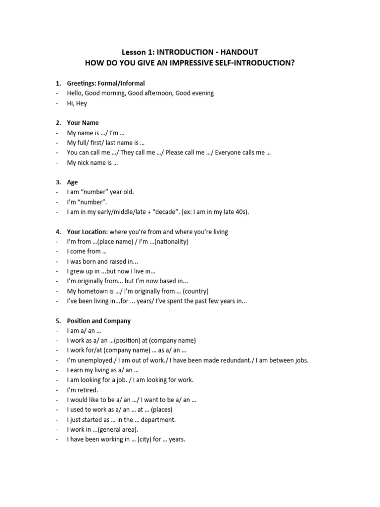 Lesson 1 - Handout | PDF