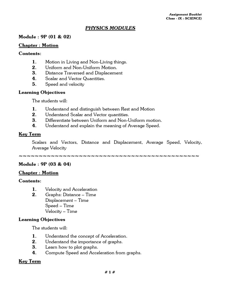 Cbse Class 9 Physics Worksheet All Chapters Pdf Force Sound