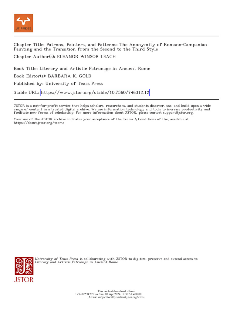 Leach (1982) Patrons, Painters, And Patterns | PDF | Paintings