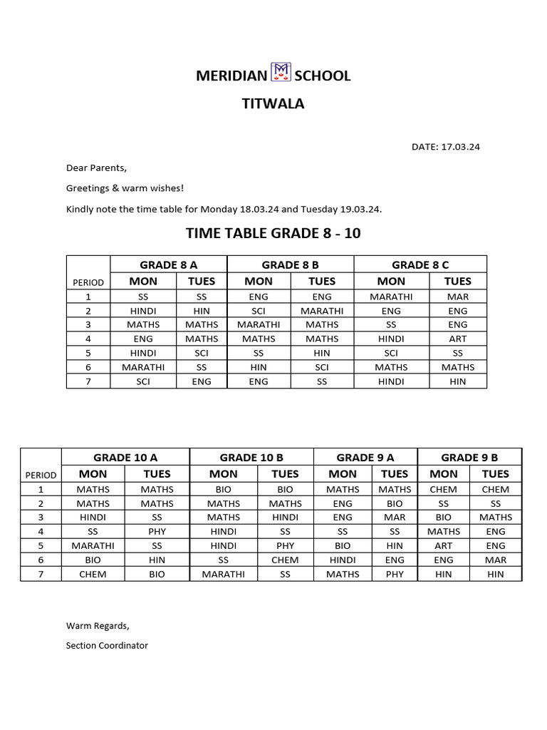 Time Table | PDF