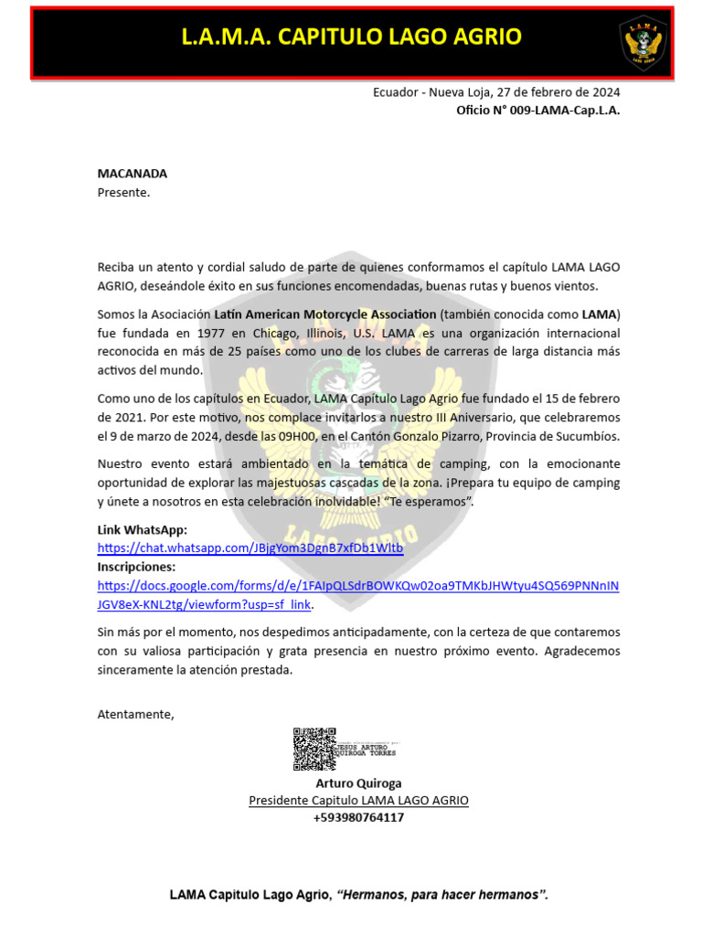 N° 009-LAMA-Cap.L.A. MACANADA-signed | PDF