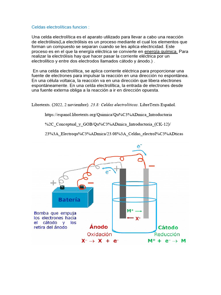 Celdas Electrolíticas Funcion | PDF