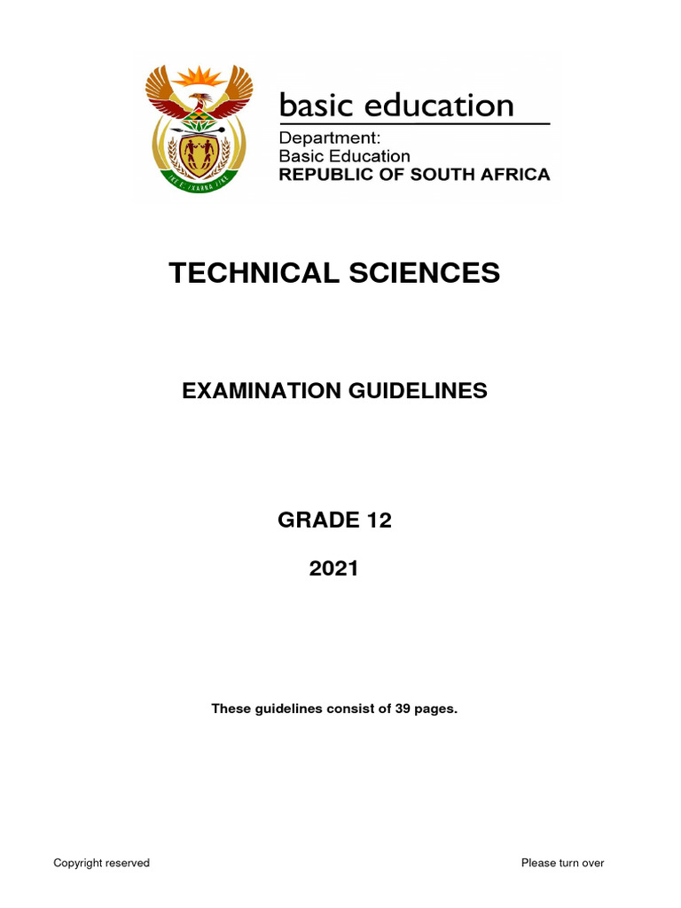 Technical Sciences GR 12 Exam Guidelines 2021 Eng | PDF ... Technical Sciences GR 12 Exam Guidelines 2021 Eng | PDF ...