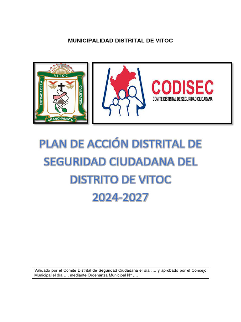 Plan de Acción Distrital de Seguridad Ciudadana 2024-2027 | PDF | Violencia doméstica | Violación