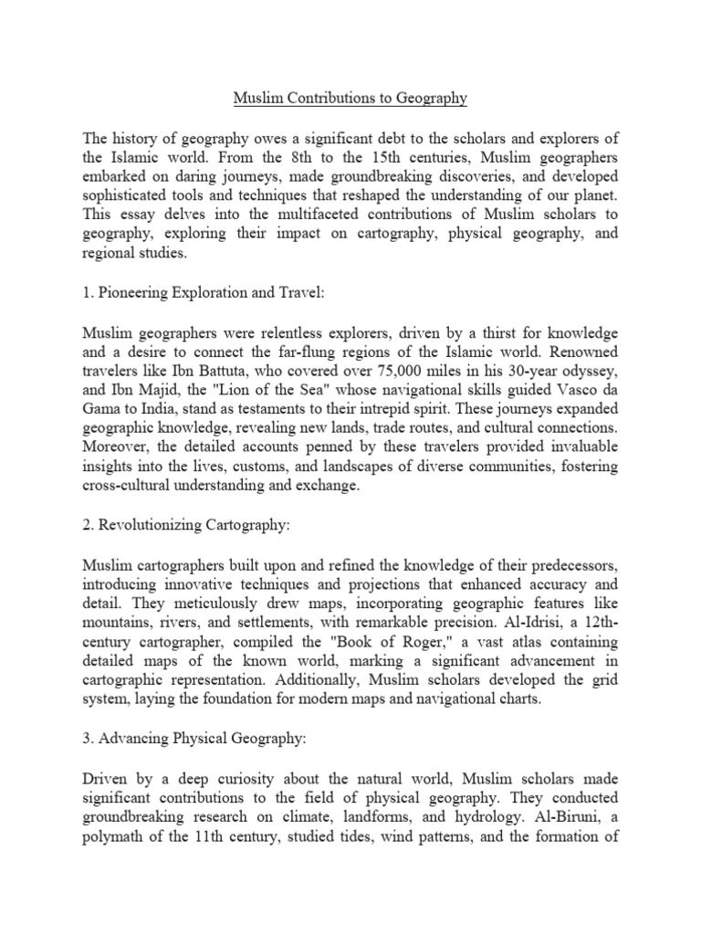 Muslim Contribution To Geography | PDF | Geography | Cartography