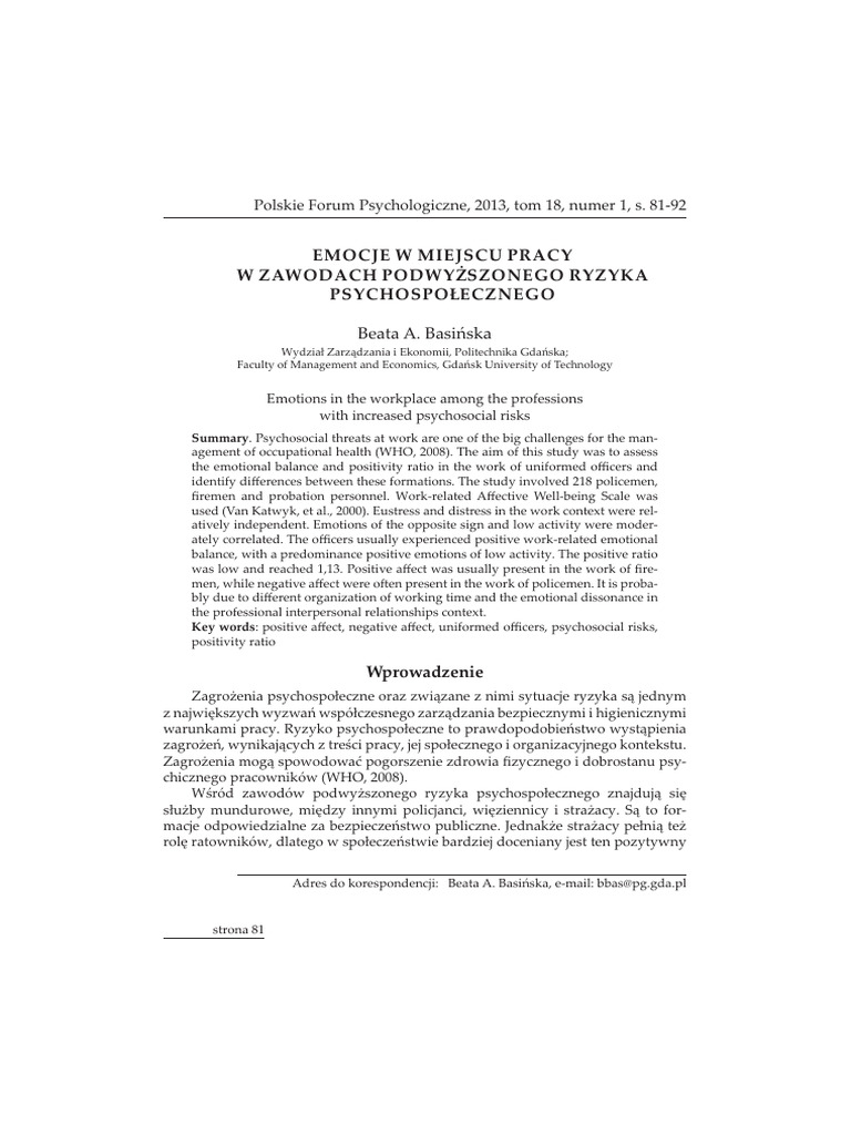 Basinska | PDF | Psychology | Psychological Concepts