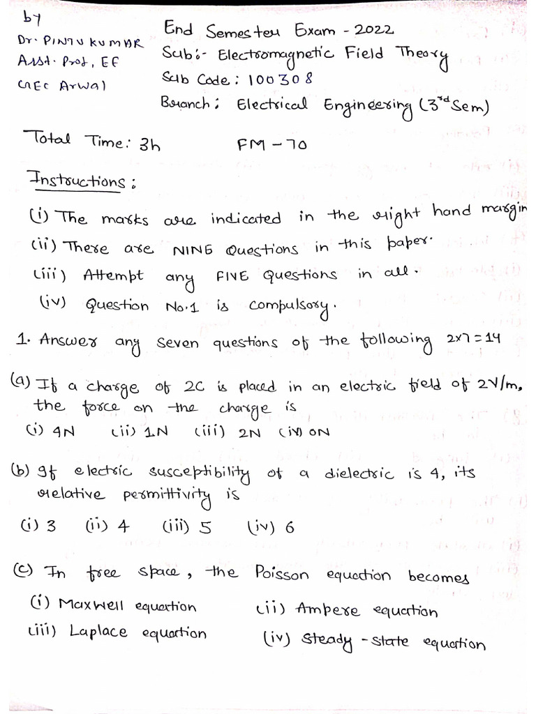 EMFT Question Bank For Beu | PDF