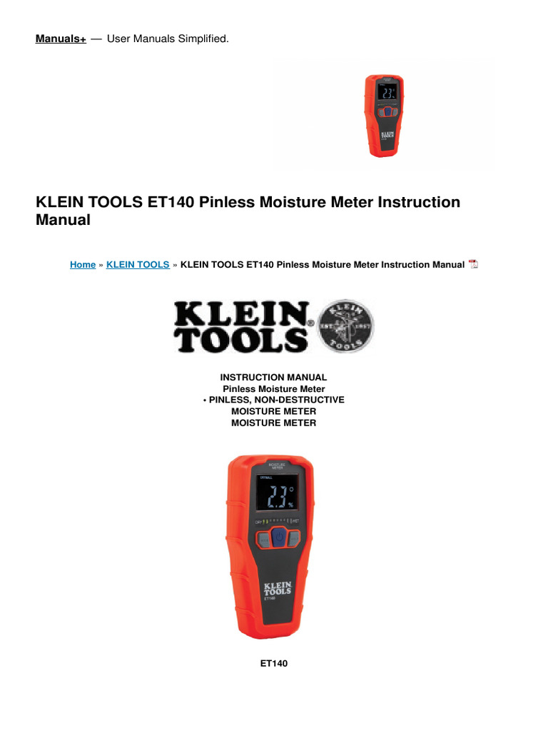 Et140 Pinless Moisture Meter Manual | PDF