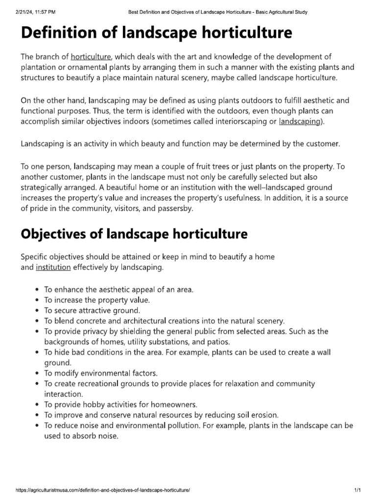 Landscape Horticulture | PDF