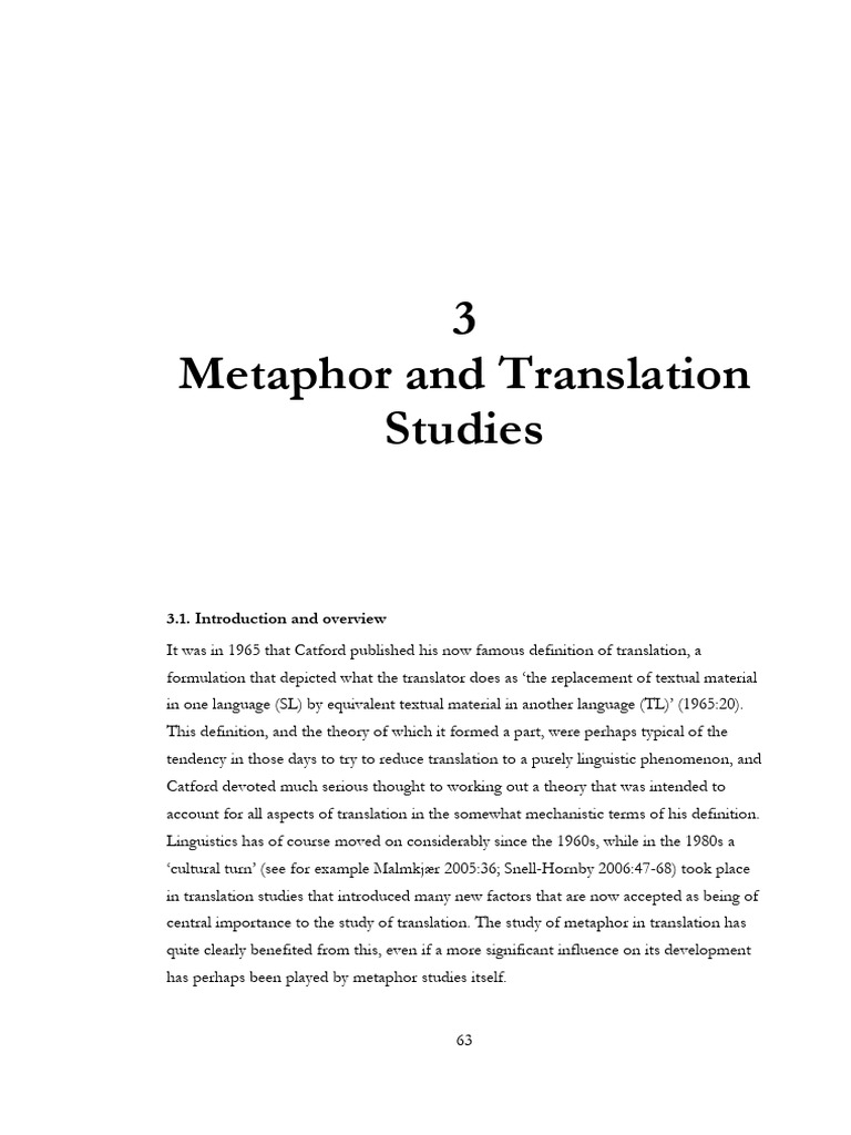 Chapter 3 Metaphor and Translation Studi | PDF | Linguistics | Translations