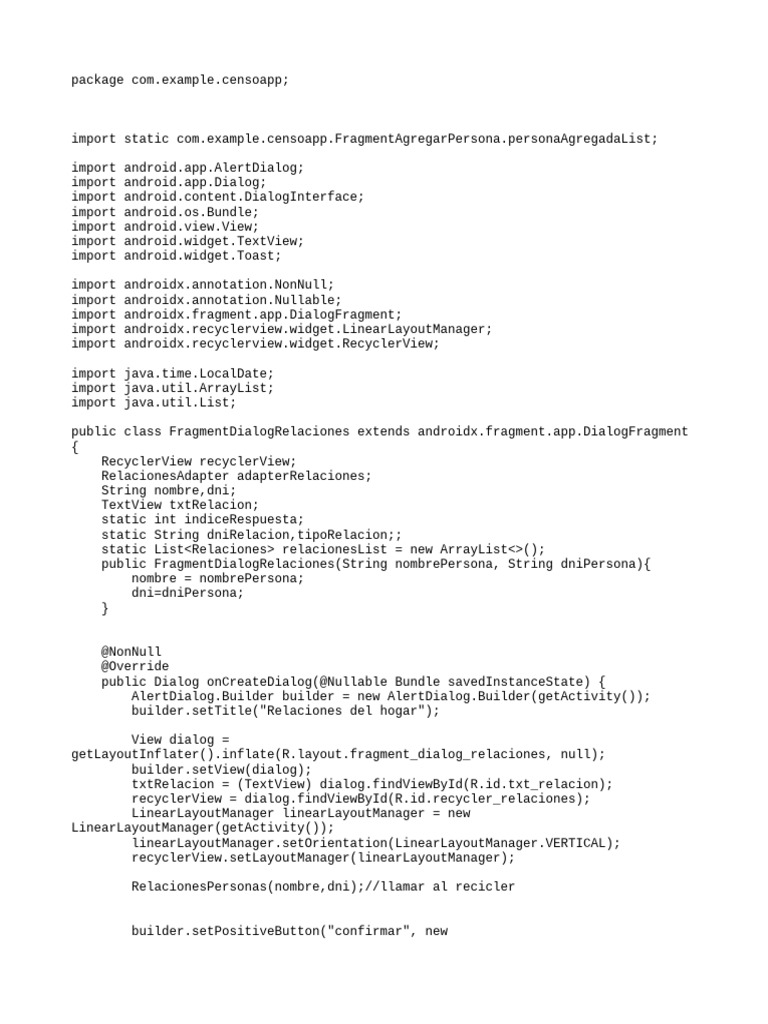 Fragment Dialog Relaciones | PDF | Programación de computadoras ...