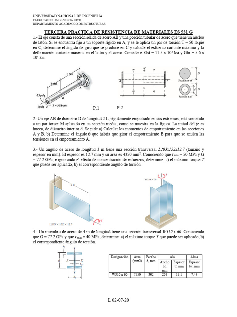 PC 3_RESISTENCIA DE MATERIALES RECOPILACION | PDF | Ingeniería mecánica | Mecánica