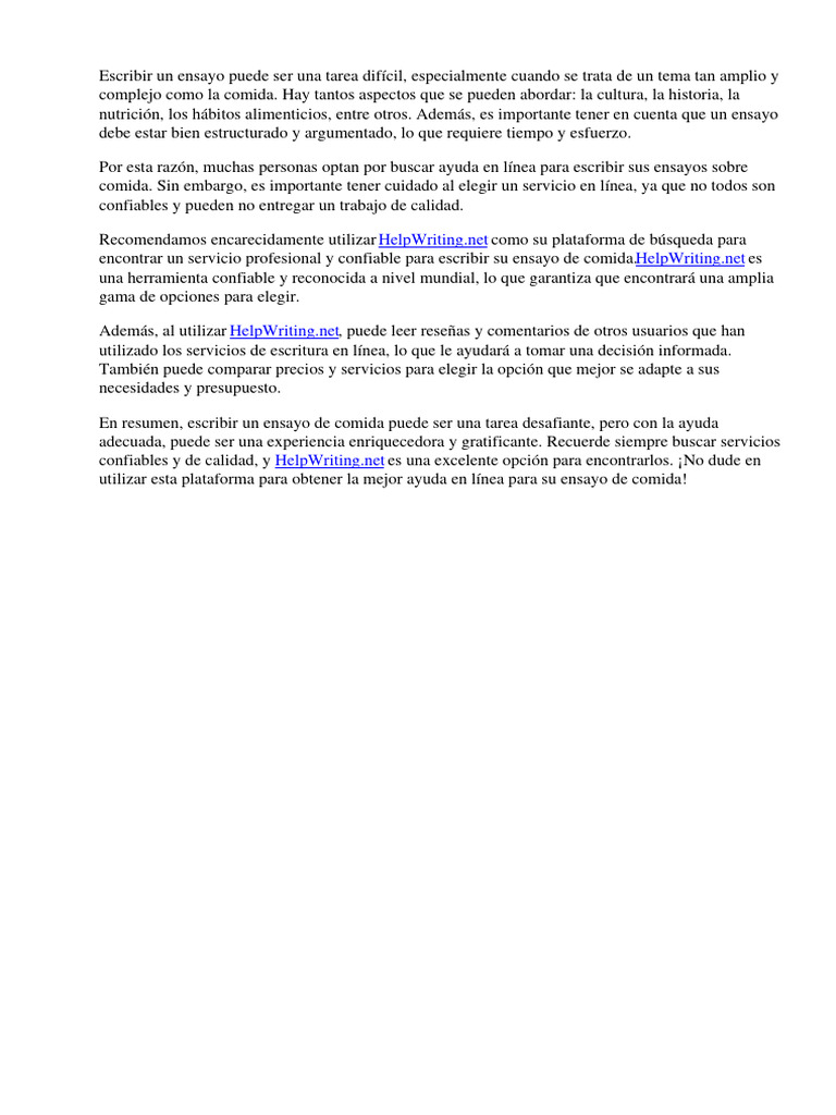 Ensayo de Comida | PDF