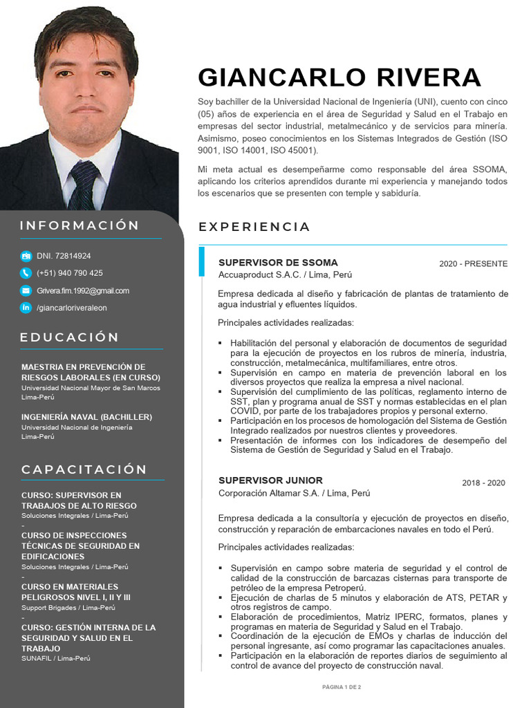 CV Giancarlo Rivera | PDF | Business | Economias